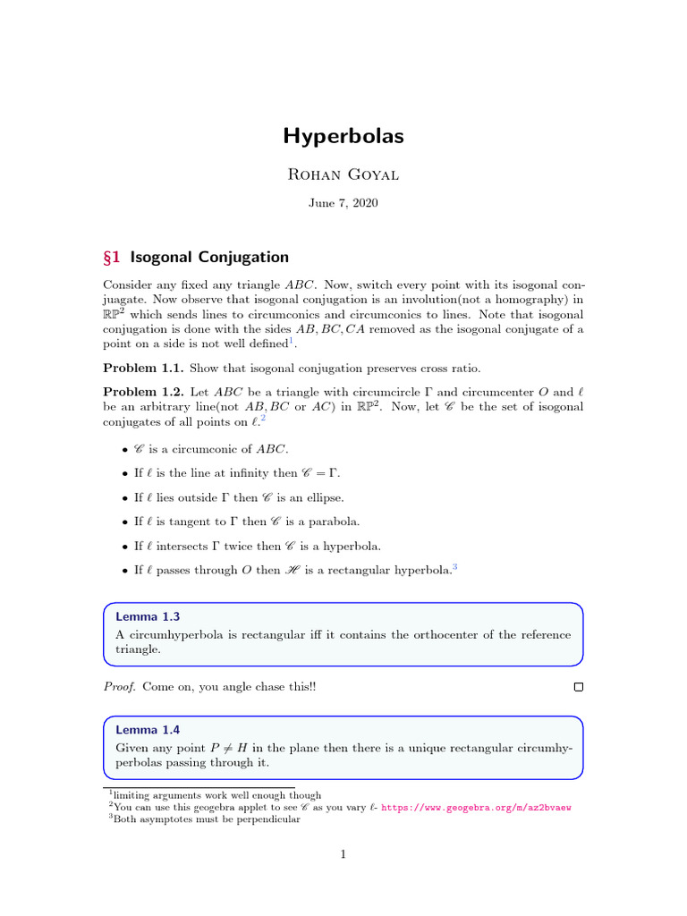Hyperbola | PDF | Euclidean Plane Geometry | Elementary Geometry