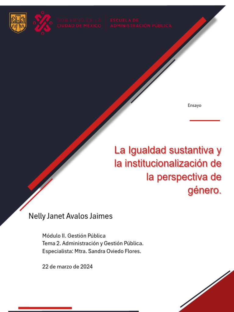 MGPBA ENSAYO 1 - TEMA 2 La Igualdad Sustantiva y La ...