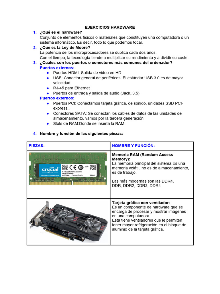 Luisa María Hernández Betancur - Ejercicios Hardware | PDF | Hardware de la computadora ...