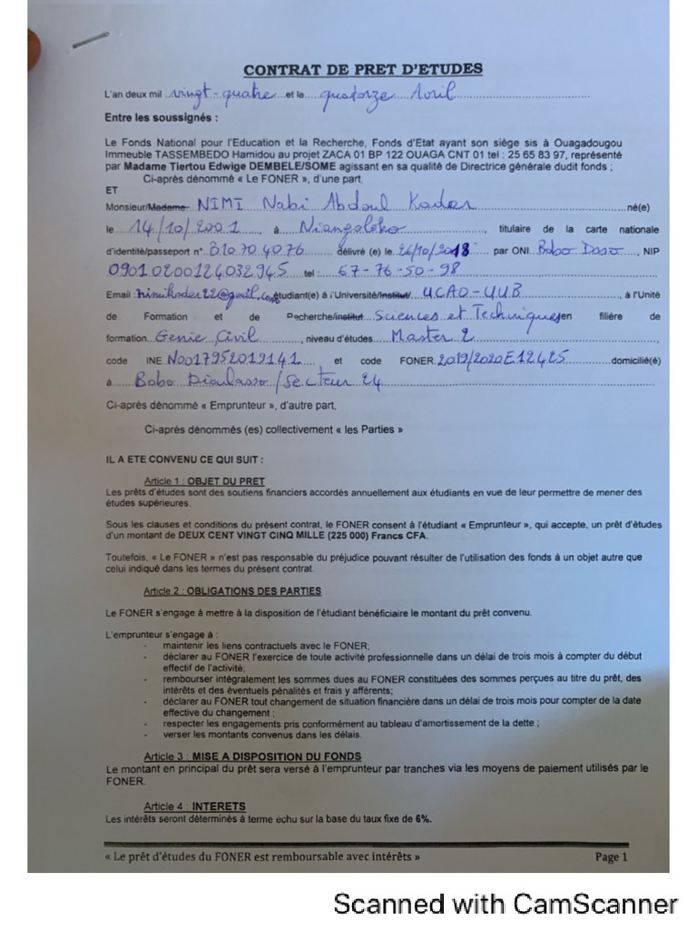 Fiche de Prêt 2 | PDF