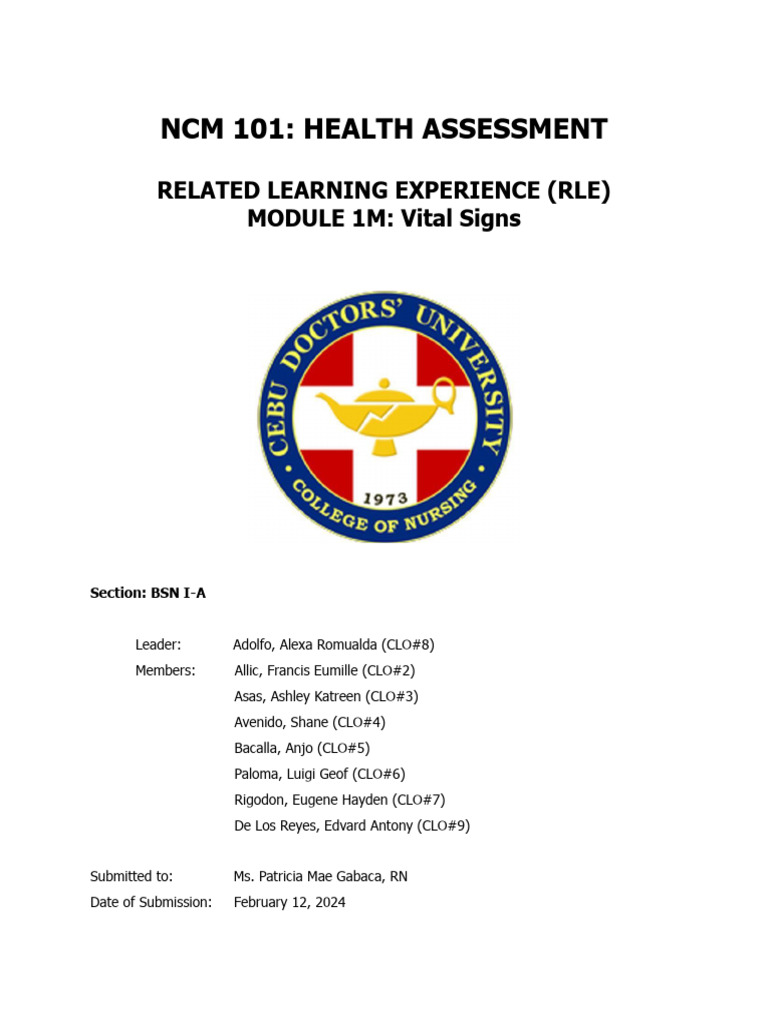 RLE Group A1_Module 1M_ Final Draft Submission | PDF | Breathing | Diastole