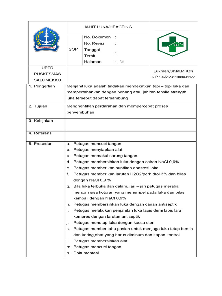 Sop Menjahit Luka | PDF