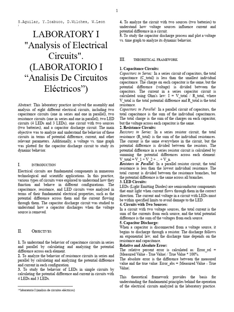 Electrical Circuit Analysis Lab Report | PDF | Electrical Network | Capacitor