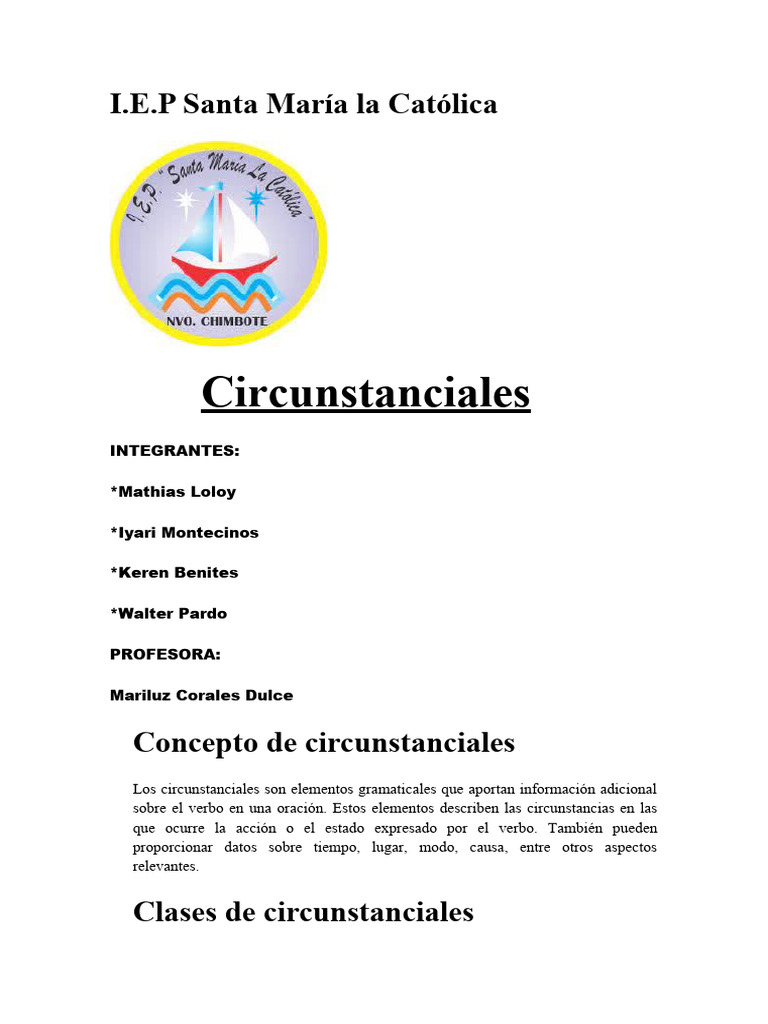 Clases y ejemplos de circunstanciales | PDF