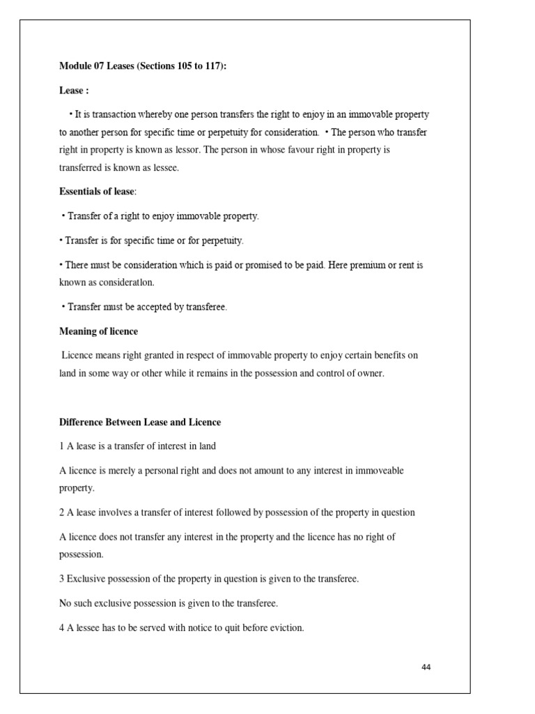 Lease vs Licence: Key Differences Explained | PDF | Lease | Leasehold ...