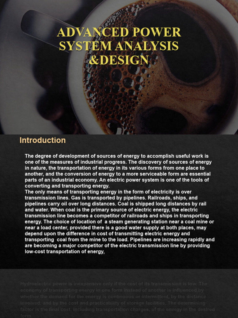 ADVANCED POWER SYSTEM ANALYSIS DESIGN SY23 24 1st Semester ELECTIVE 1 ...
