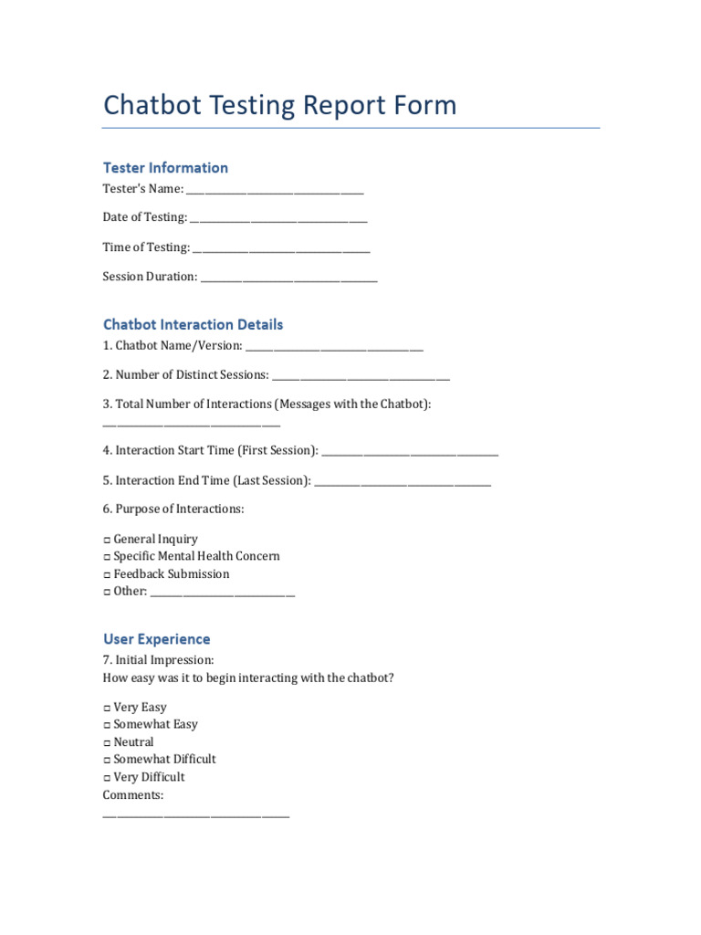 Chatbot Testing Report Form | PDF | Computing | Communication