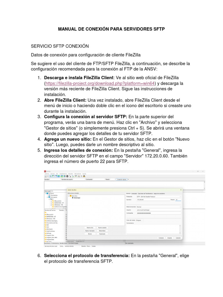 Manual de Conexión Para Servidores Sftp | PDF | Protocolo de transferencia de archivos ...