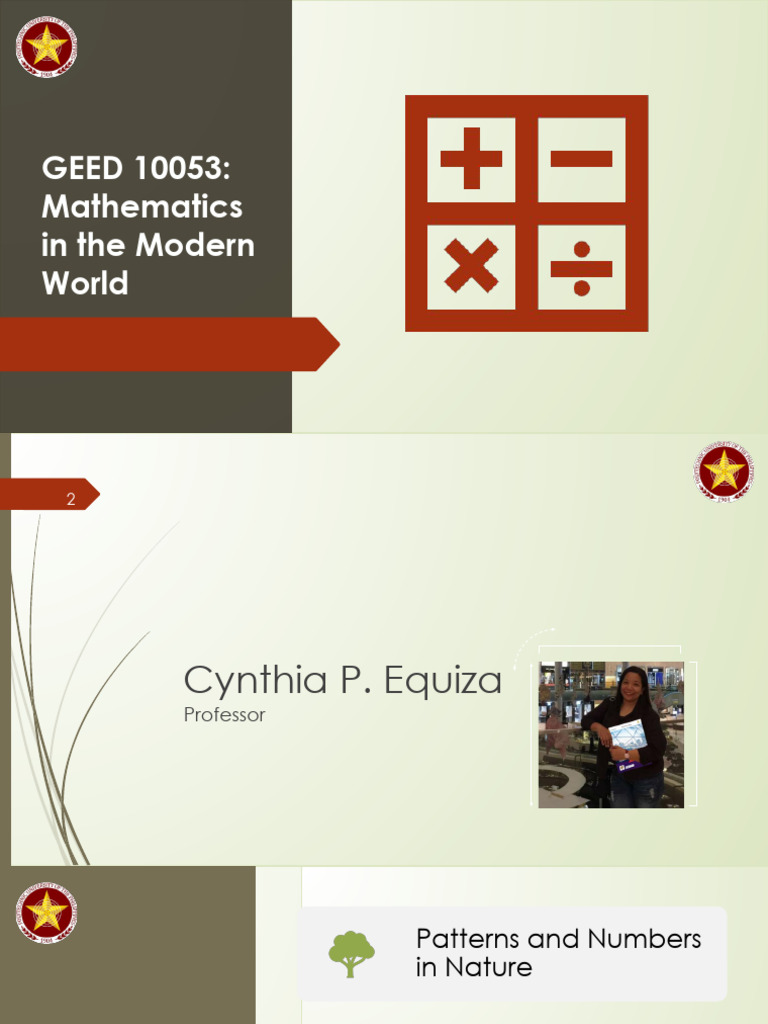 MMW - PPT1 Pattterns and Numbers | PDF | Pattern | Symmetry