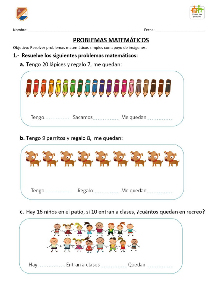 Problemas Matemáticos Simples con Imágenes | PDF