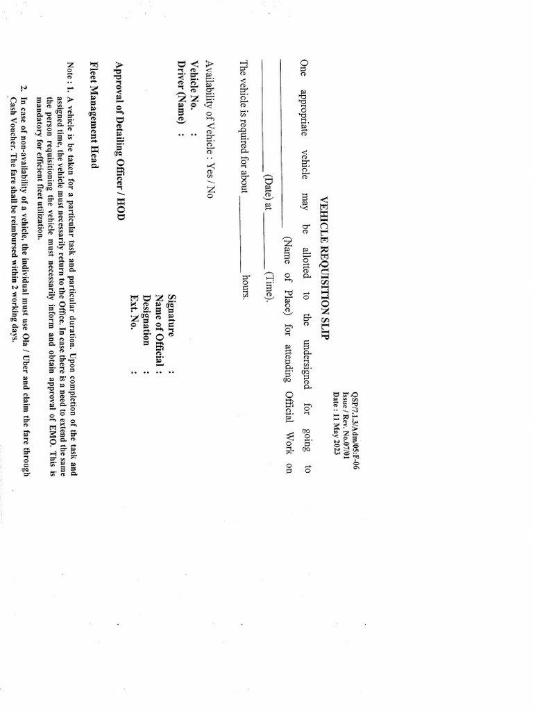 Vehicle Request Form | PDF