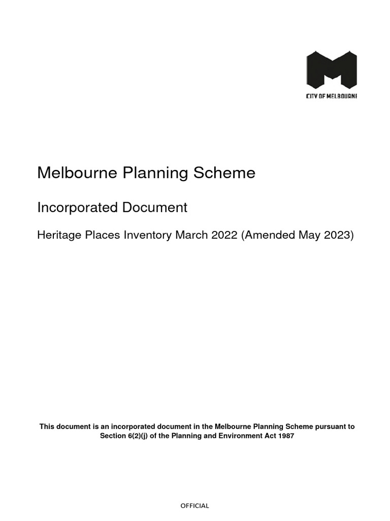 Heritage Places Inventory March 2022 (Amended May 2023) | PDF | Melbourne | Street
