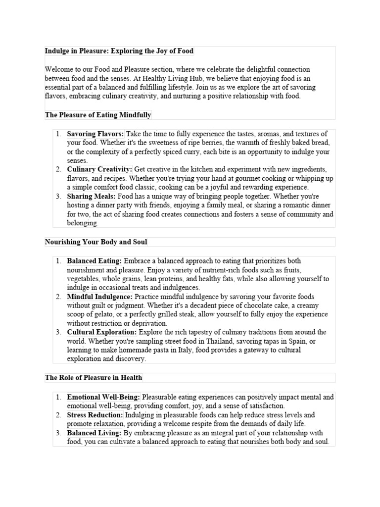 Indulge in Pleasure | PDF | Foods | Pleasure