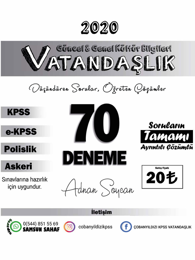 Kpss Vatandaslik Test Sorulari Ve Cevaplari | PDF