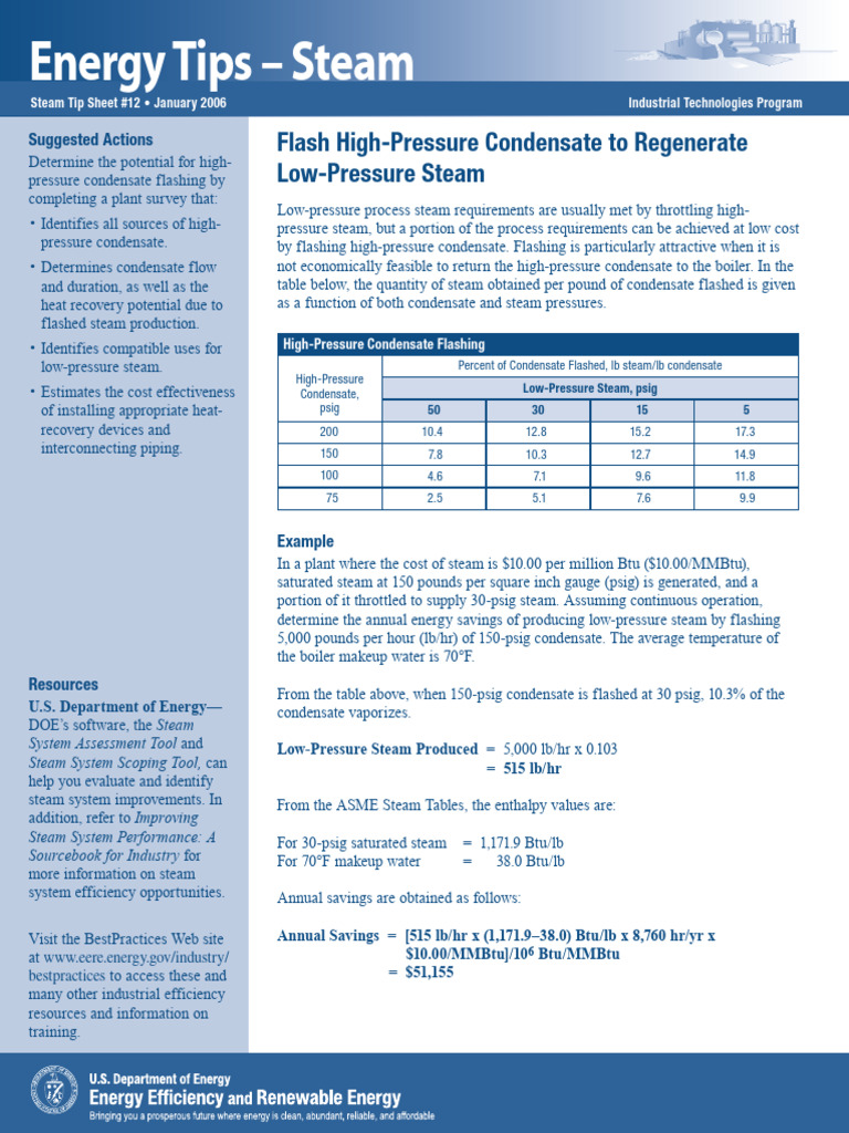 Steam Tip Sheet #12 | PDF | Steam | British Thermal Unit
