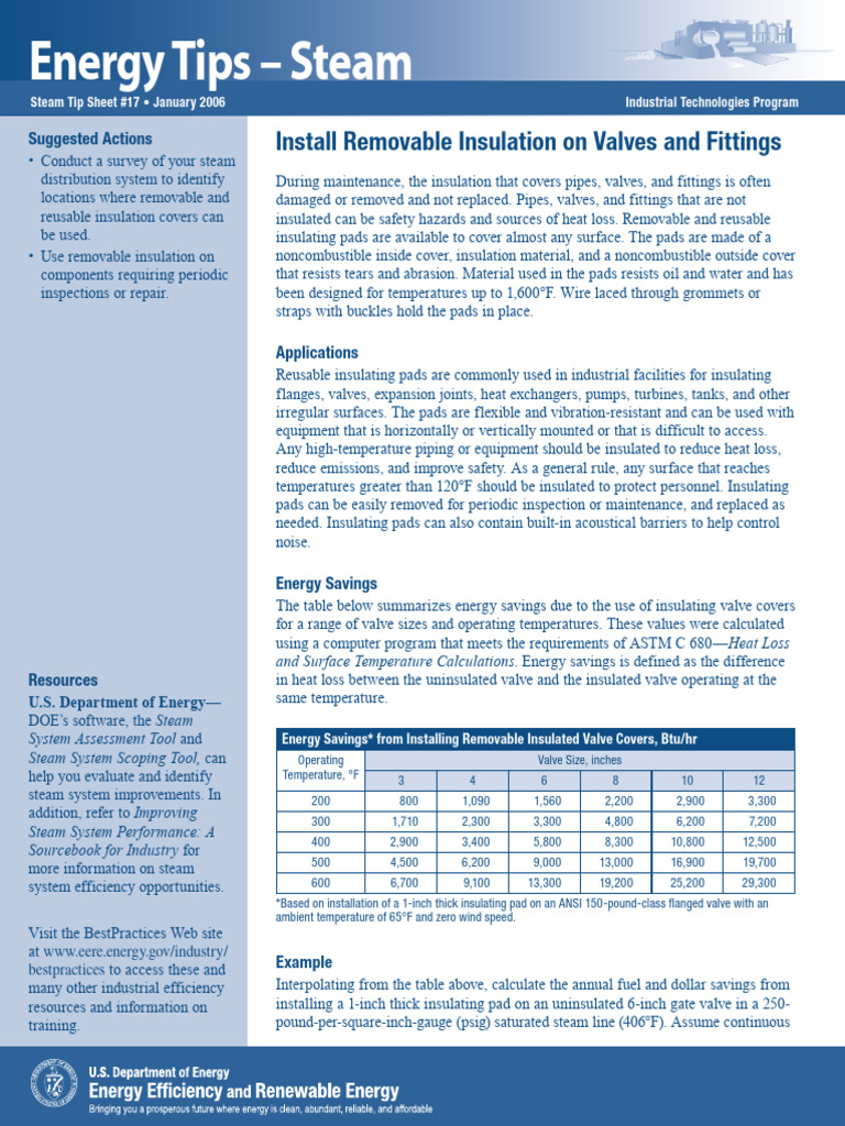 Steam Tip Sheet #17 | PDF | Thermal Insulation | Steam