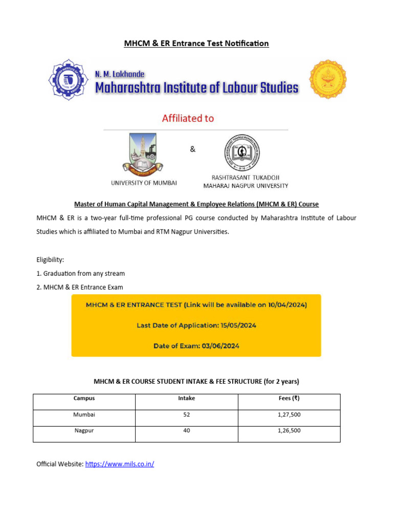 MHCM & ER Test Notification | PDF