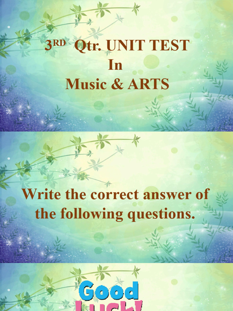Music & Arts 3rd Quarter Unit Test | PDF | Romanticism | Romantic Music