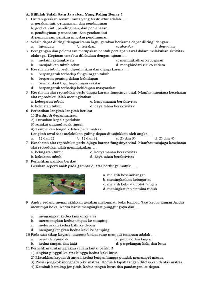 Latihan Soal PJOK Kelas 6 | PDF