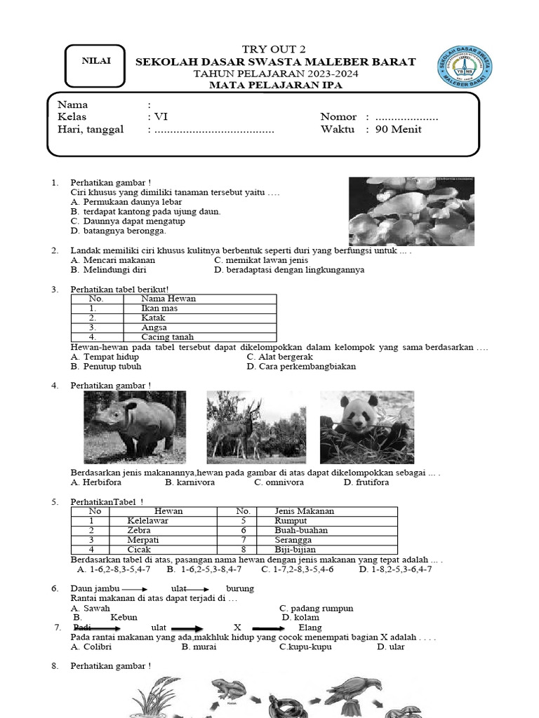 Soal To 2 Ipa | PDF | Kajian Bahasa Asing | Sains & Matematika