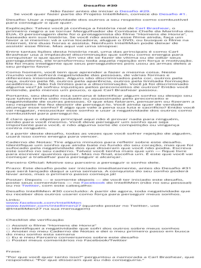 Desafio #30 - IntelliMen | Download grátis PDF | Facebook