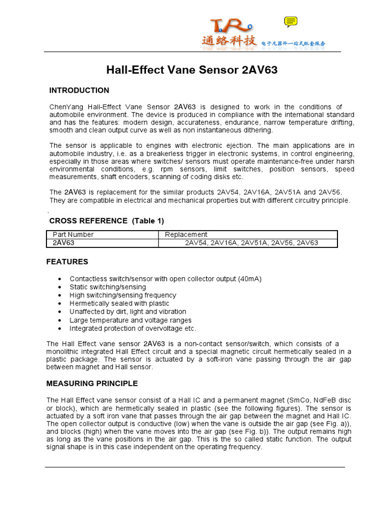 New Hall-Effect Vane Switch 2av63 Datasheet | PDF | Electricity ...