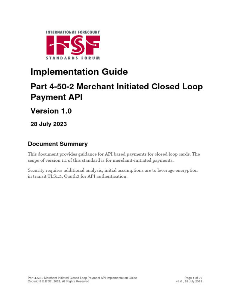 Part 4-50-2 Merchant Initiated Closed Loop Payment API Implementation Guide v1.0 | PDF | Emv ...