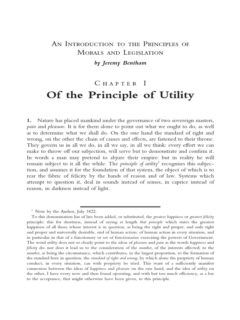 "Bentham's Principle of Utility" | PDF | Utilitarianism | Pleasure