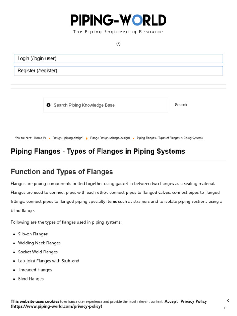 Types of Piping Flanges Explained | PDF | Pipe (Fluid Conveyance ...