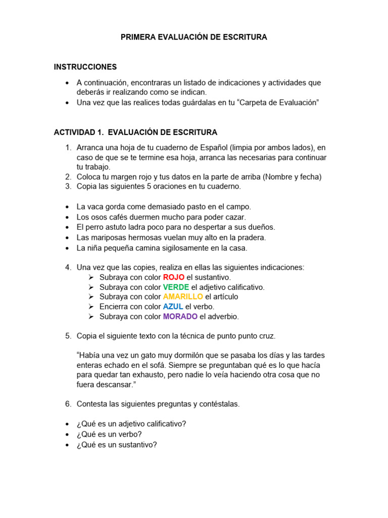 Guía para Evaluación de Escritura | PDF | Estudios de idiomas extranjeros