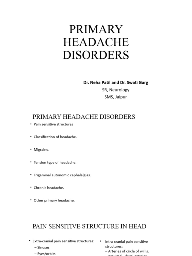 Overview of Primary Headache Disorders | PDF | Migraine | Headache