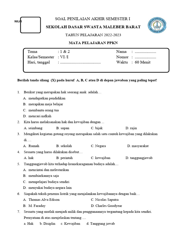 Pas PPKN Kelas 6 | PDF
