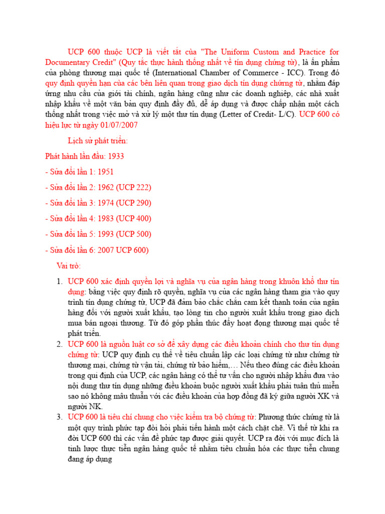 Sơ lược UCP 600 | PDF