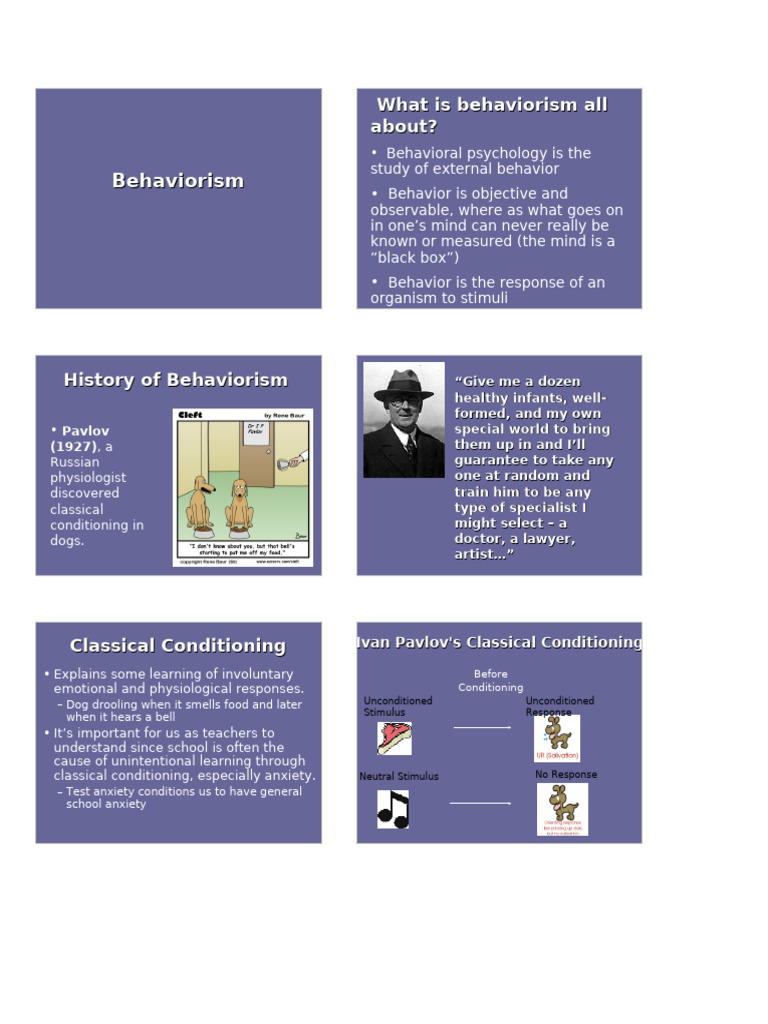 Behaviorism | PDF | Classical Conditioning | Reinforcement