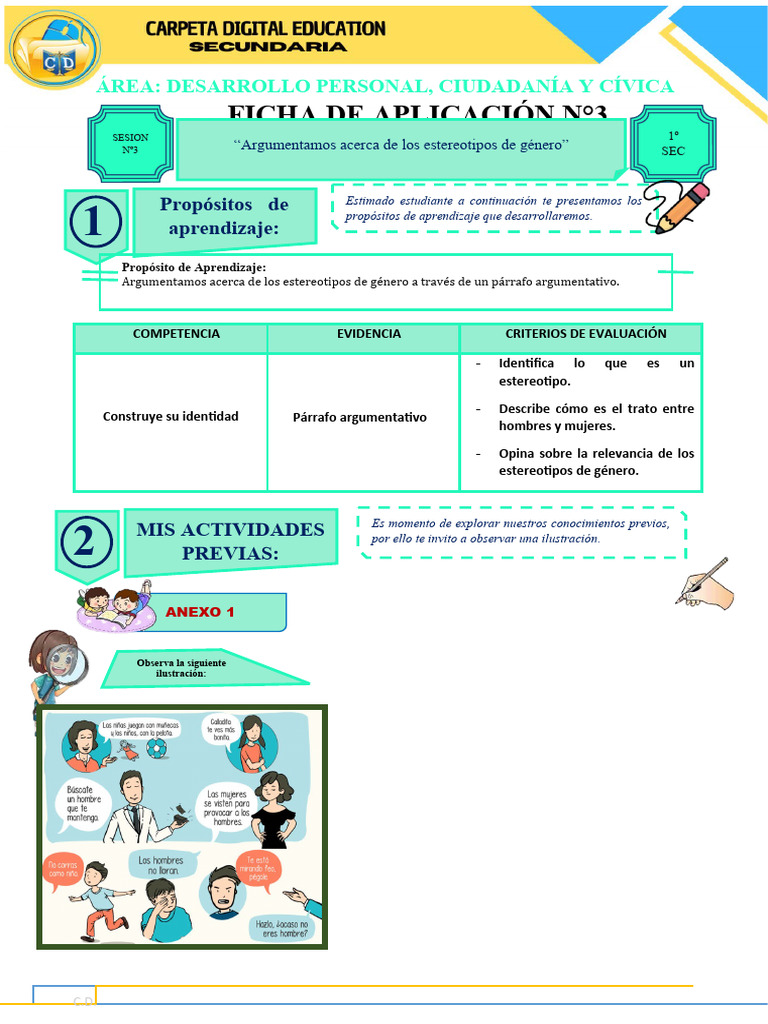 1° FICHA DE APLICACIÓN-SESIÓN3-SEM.2-EXP.1_DPCC | PDF | Estereotipos | Evaluación