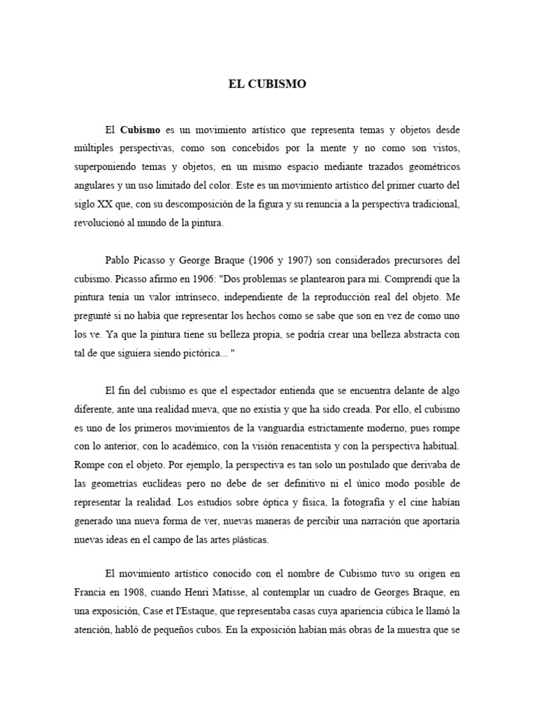 Arte Cubista | PDF | Cubismo | Pablo Picasso
