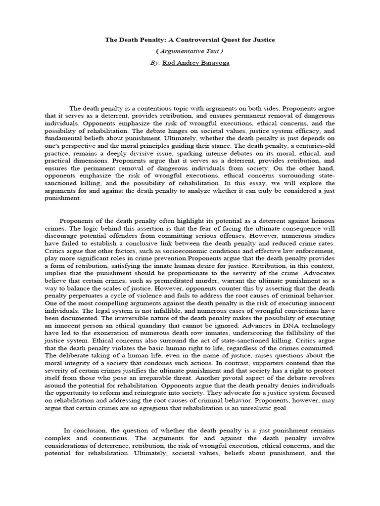 The Death Penalty A Controversial Quest For Justice | PDF | Capital ...