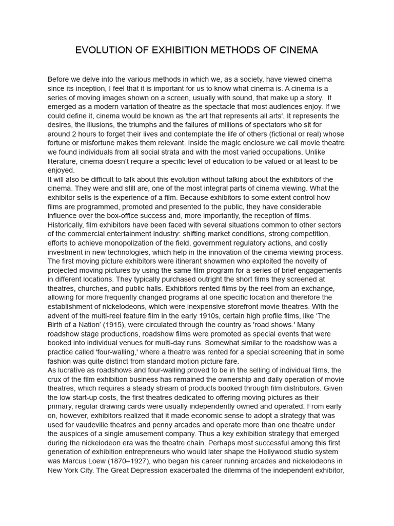 Evolution of Exhibition Methods of Cinema | PDF | Movie Theater ...