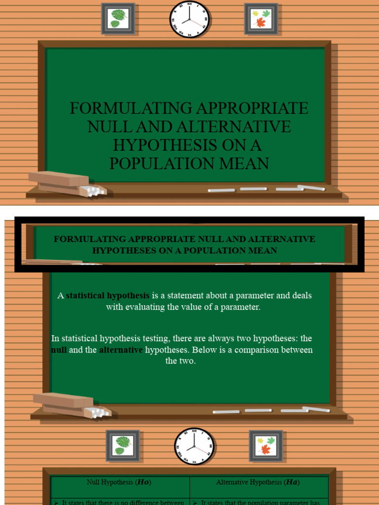 Formulating Appropriate Null and Alternative Hypothesis On A | PDF | Hypothesis | Null Hypothesis