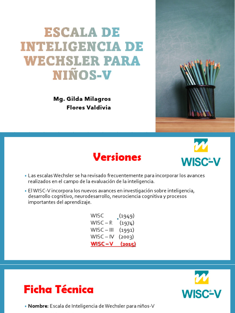 S Escala de Inteligencia de Wechsler para Niños-V | PDF | Ciencias del comportamiento | Cociente ...