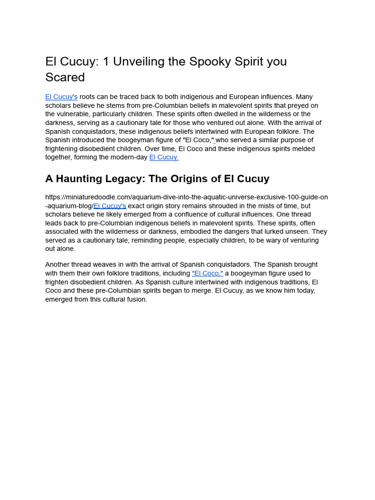 El Cucuy: 1 Unveiling The Spooky Spirit You Scared | PDF