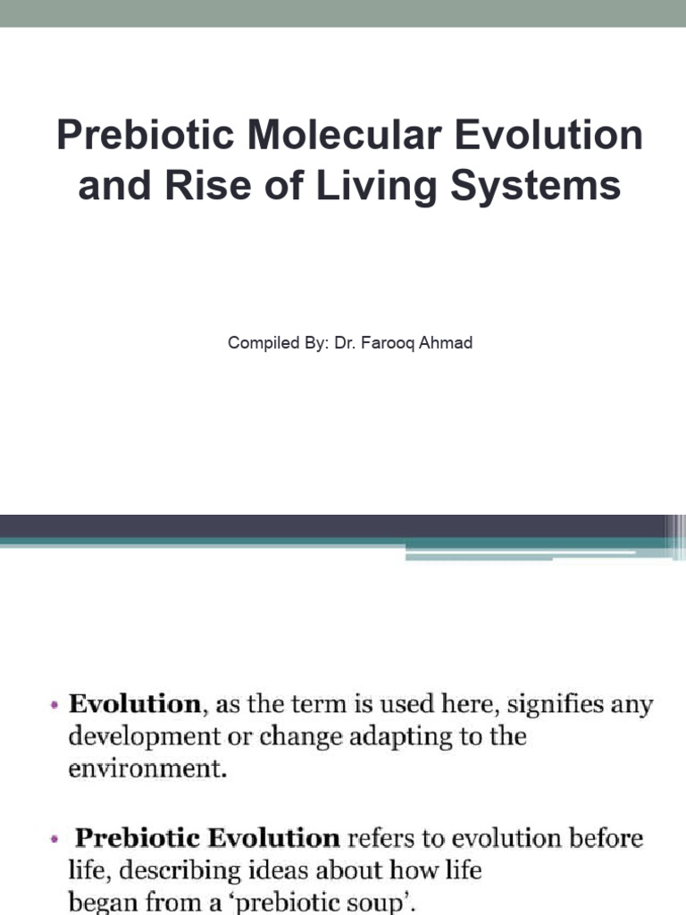 Prebiotic Molecular Evolution and Rise of Living Systems | PDF
