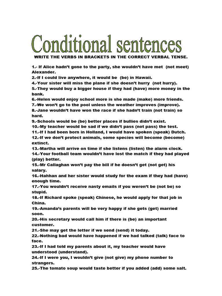 Conditional exercises | PDF