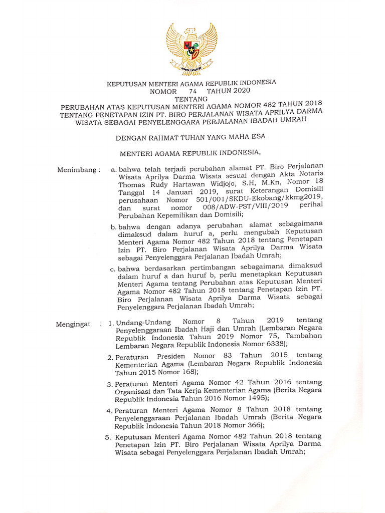 SK PPIU 74 Thn. 2020 ADW | PDF