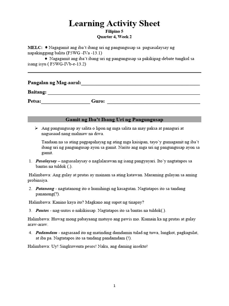 Fil 5 Q4 Week 2 | PDF