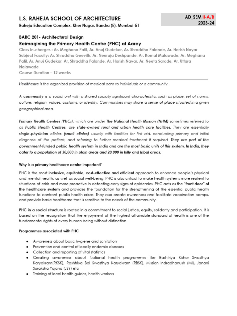 Sem 2 - PHC Design Brief | Download Free PDF | Health Care | Public Health