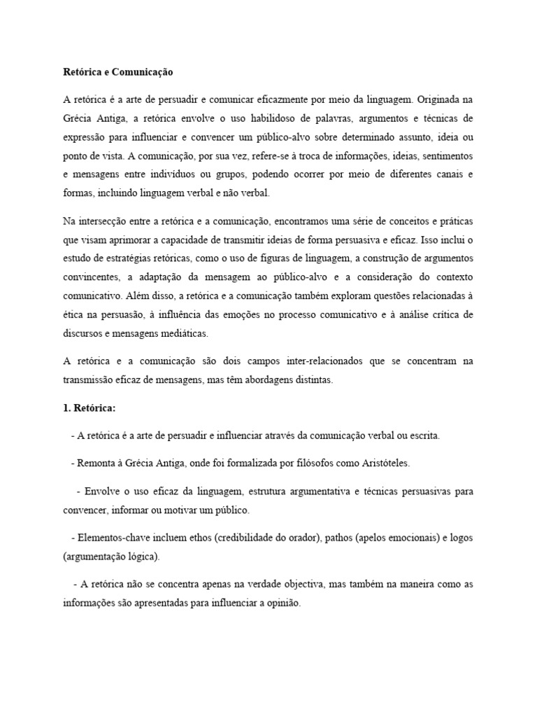 Retórica: A Arte da Comunicação Eficaz | PDF | Comunicação | Retórica