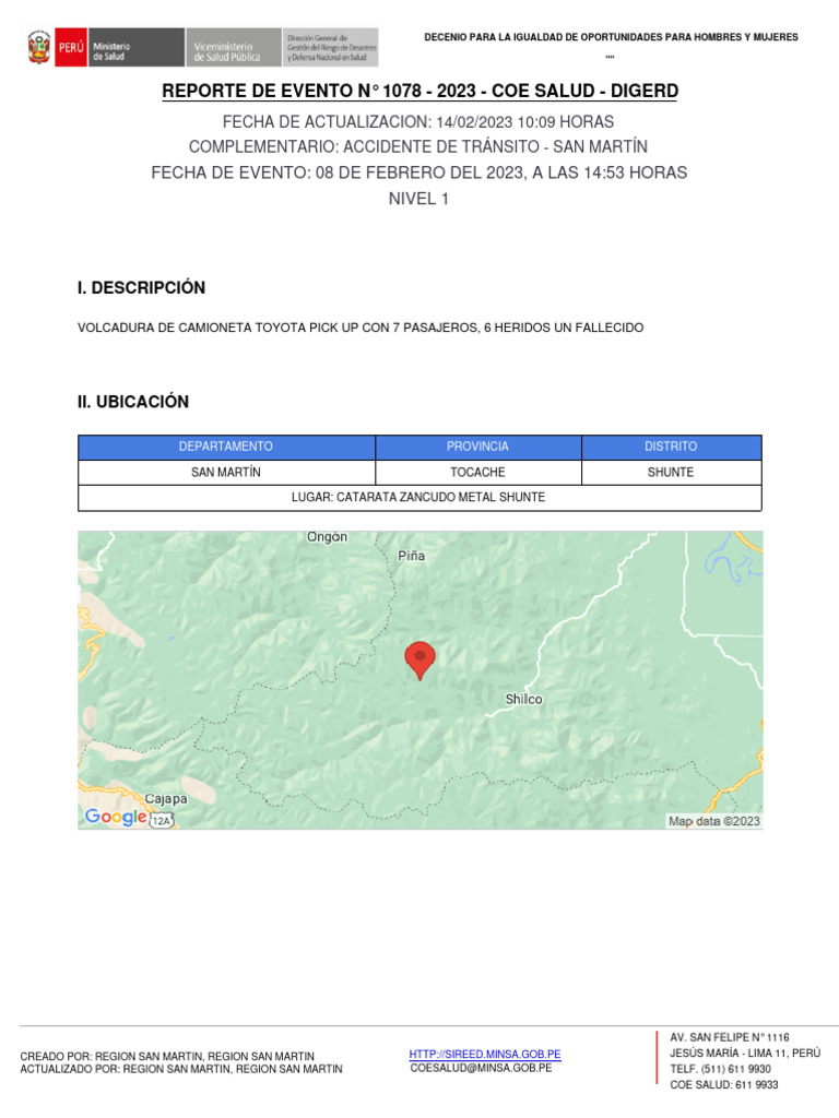 Reporte de Evento #1078 - 2023 - Coe Salud - Digerd | PDF | Seguridad Pública | Cuidado de la salud