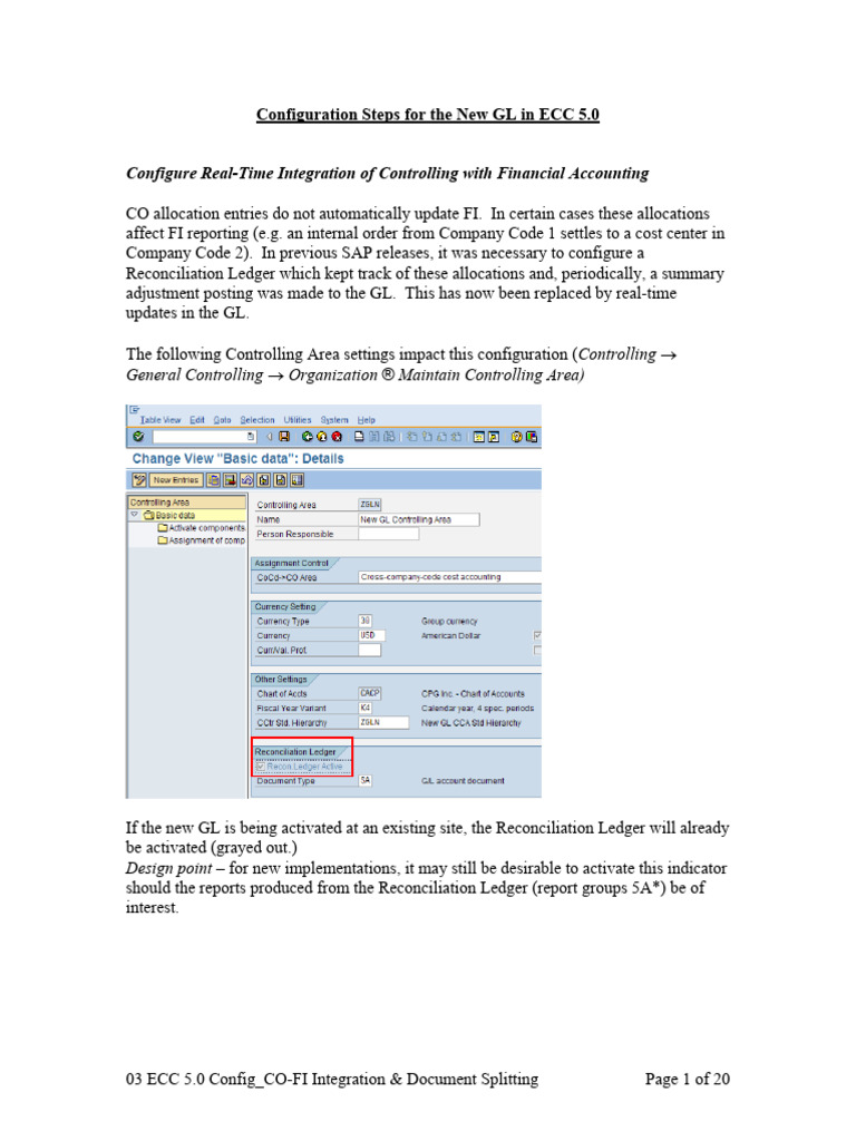 03 ECC Config CO-FI Integration & Document Splitting | PDF | Balance Sheet | Financial Accounting