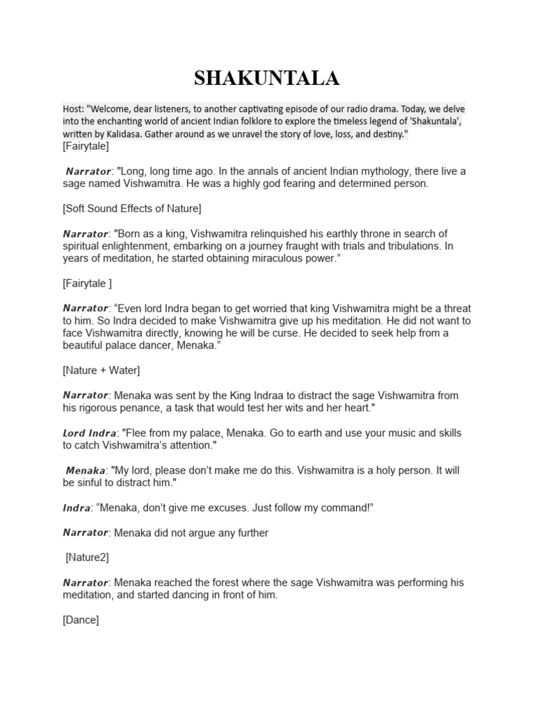 SHAKUNTALA-script | PDF